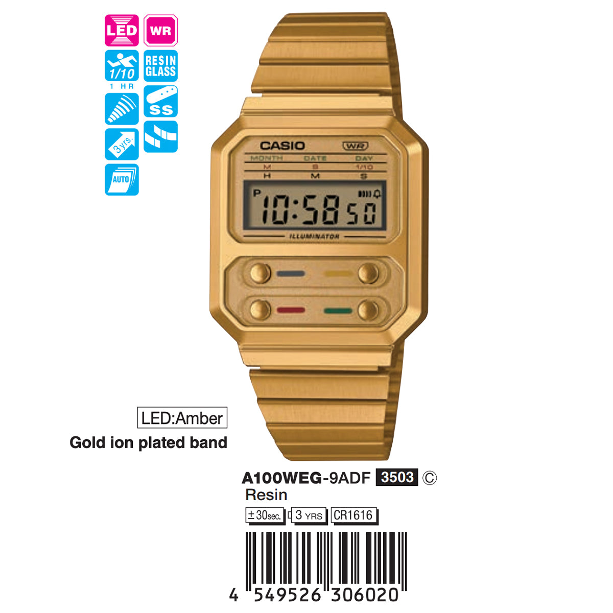 Casio Vintage Watch A100 Series Gold A100WEG-9A – Urban Attitude